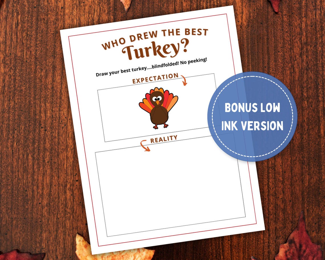 Thanksgiving Turkey Drawing Game: Family & Office Fun (digital Download ...