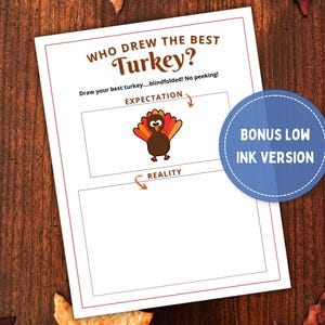 Thanksgiving Turkey Drawing Game: Family & Office Fun (digital Download ...