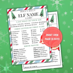 Whats Your Elf Name Game, Elf Name Generator With Name Tags, Printable ...