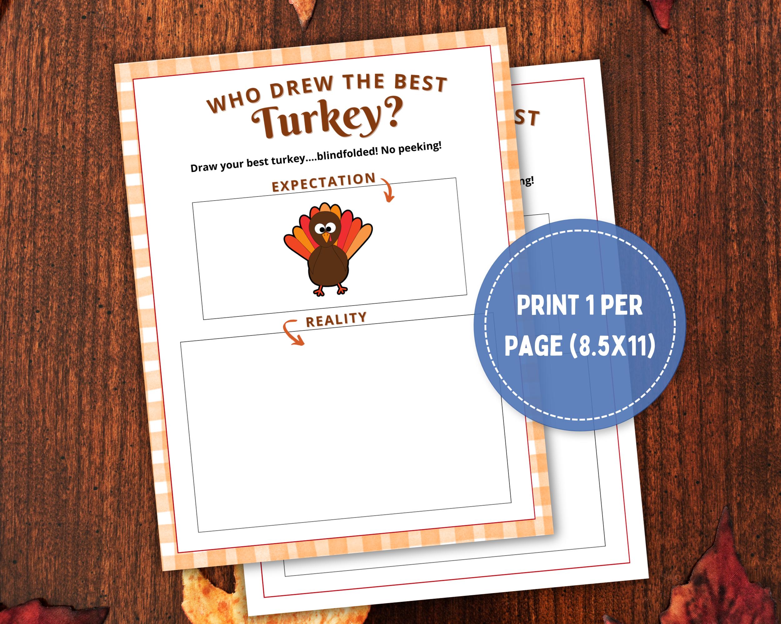 Thanksgiving Turkey Drawing Game: Family & Office Fun (digital Download ...
