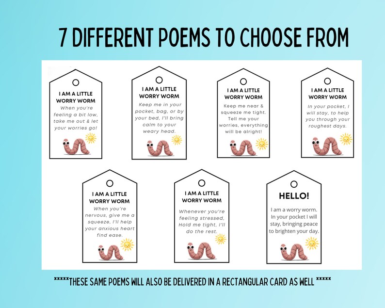 Worry Worm Crochet Pattern: Tags & Cards With Poems (digital Download ...