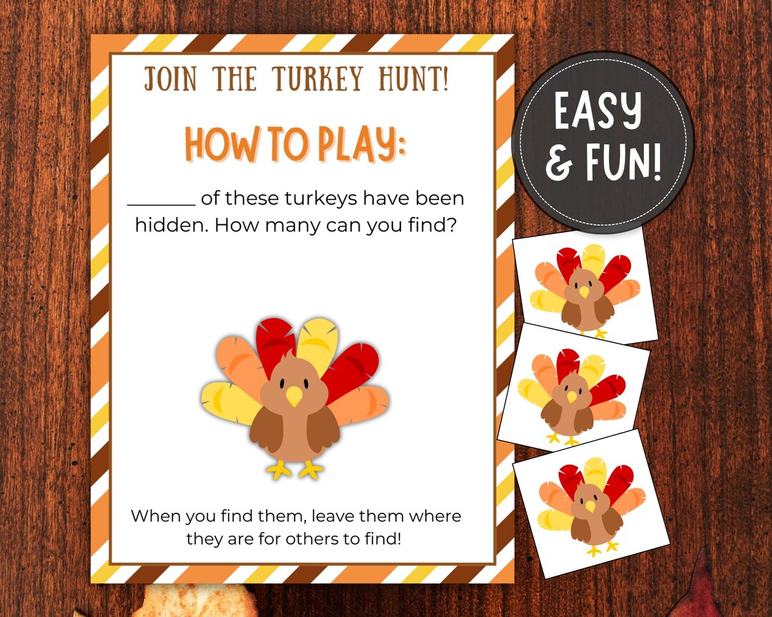 Thanksgiving Turkey Scavenger Hunt Game: Printable Family Fun (digital ...