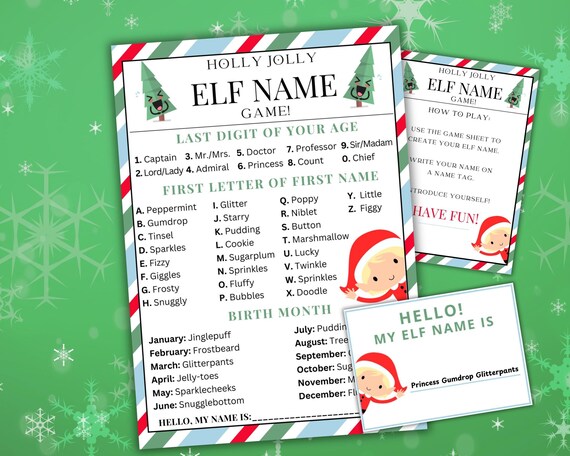 Christmas Elf Name Generator Printable