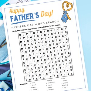 Father's Day Word Search Puzzle: Printable Family Game (digital ...