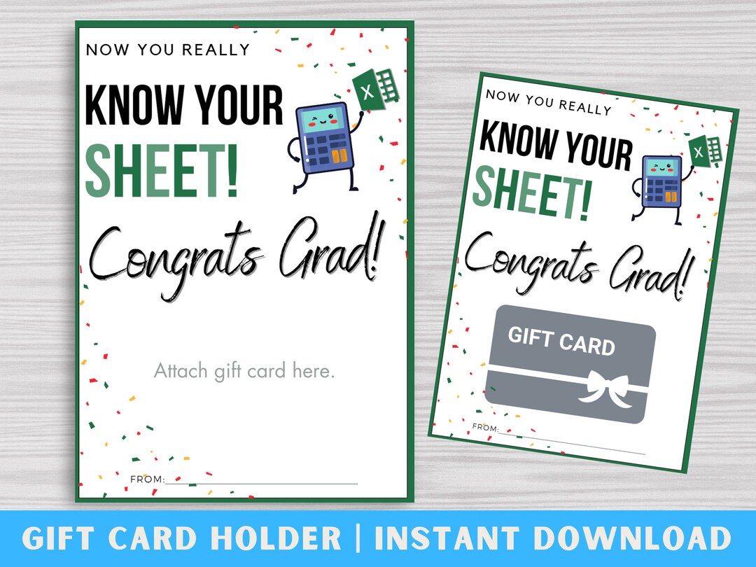 Printable Accountant Graduation Gift | Gift Card Holder for Grad ...