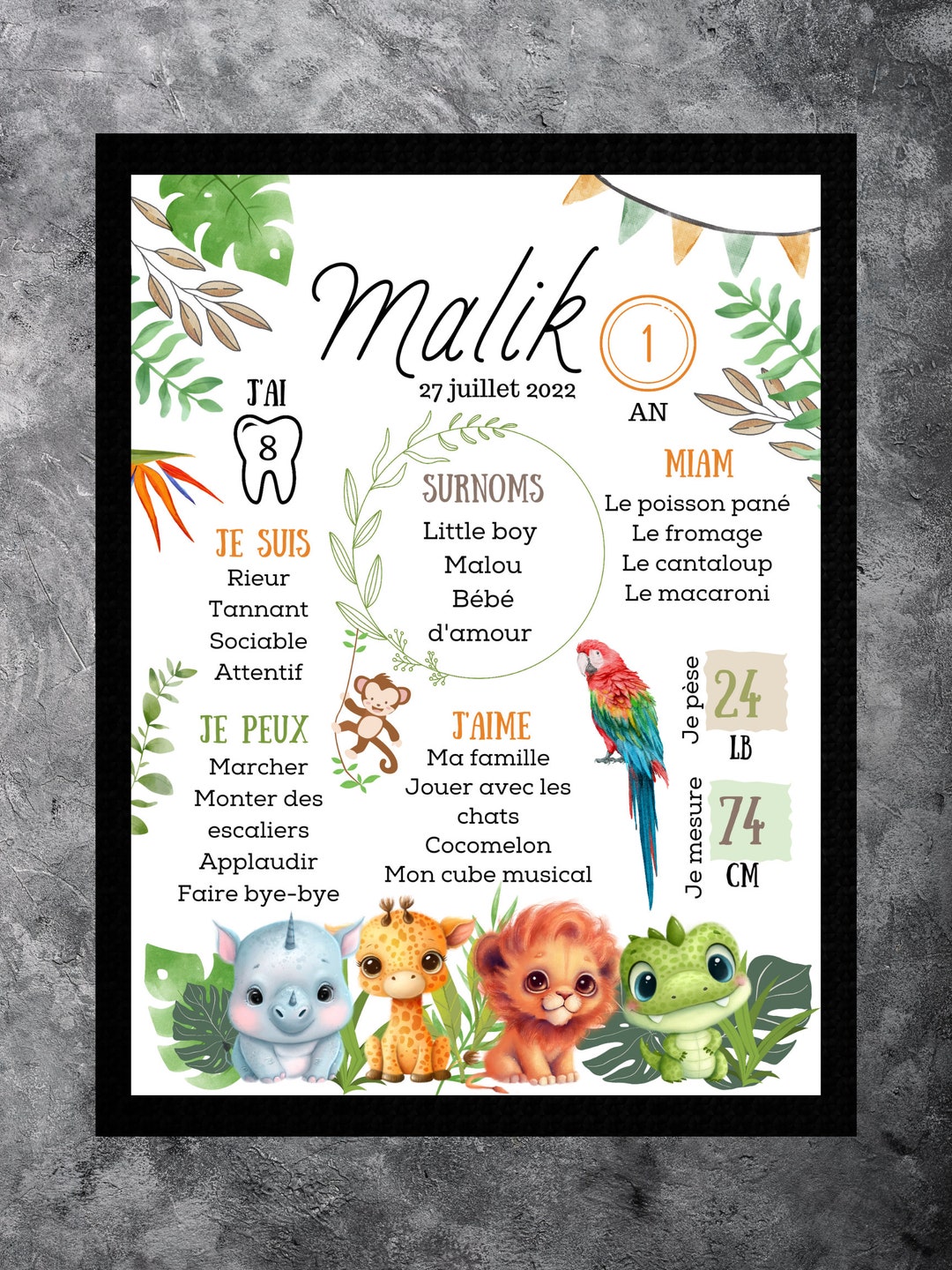 Jungle and Animals Birthday Poster - Etsy