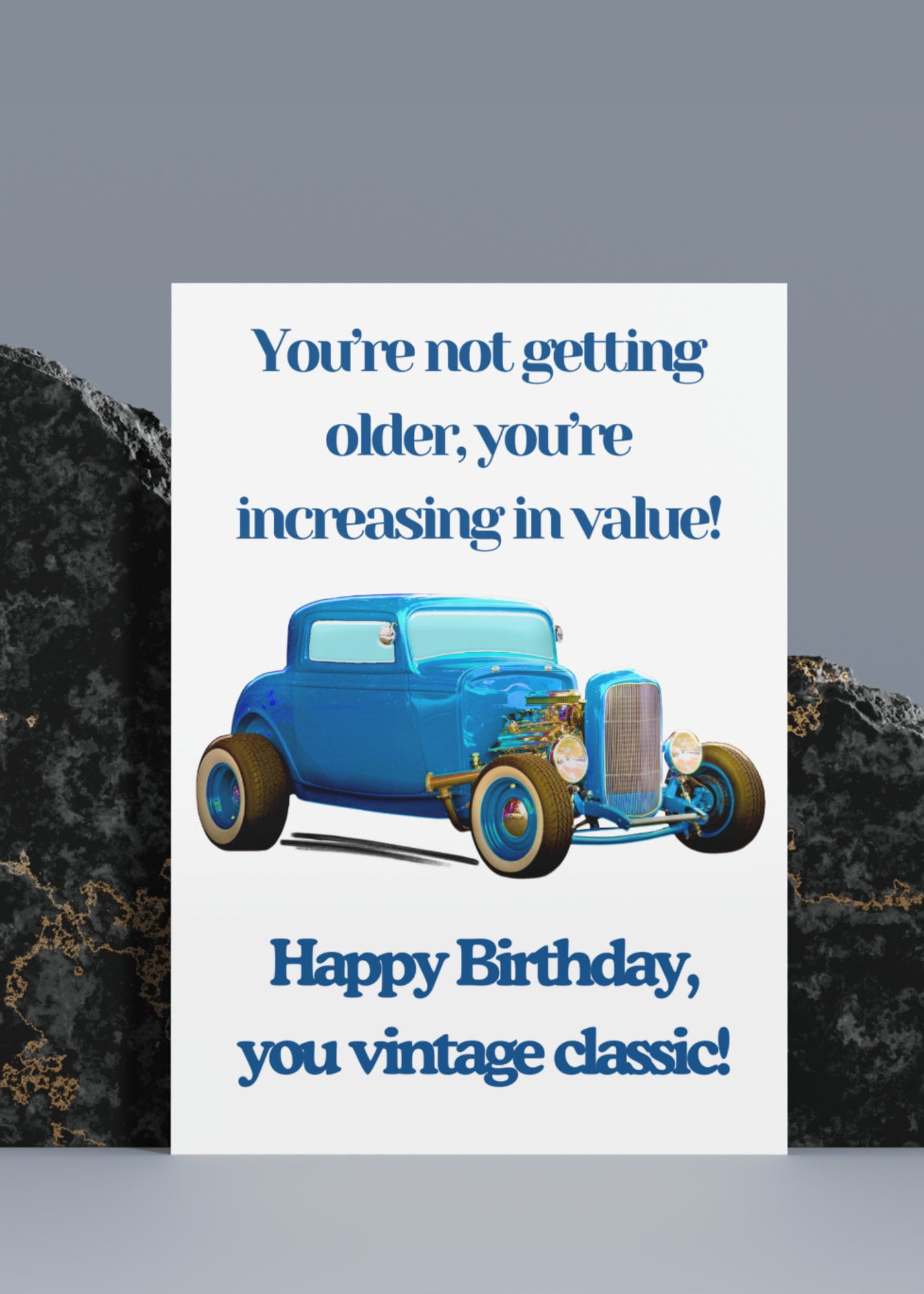 Vintage Classic Car Birthday Card, Funny Birthday Card, PNG, Digital ...