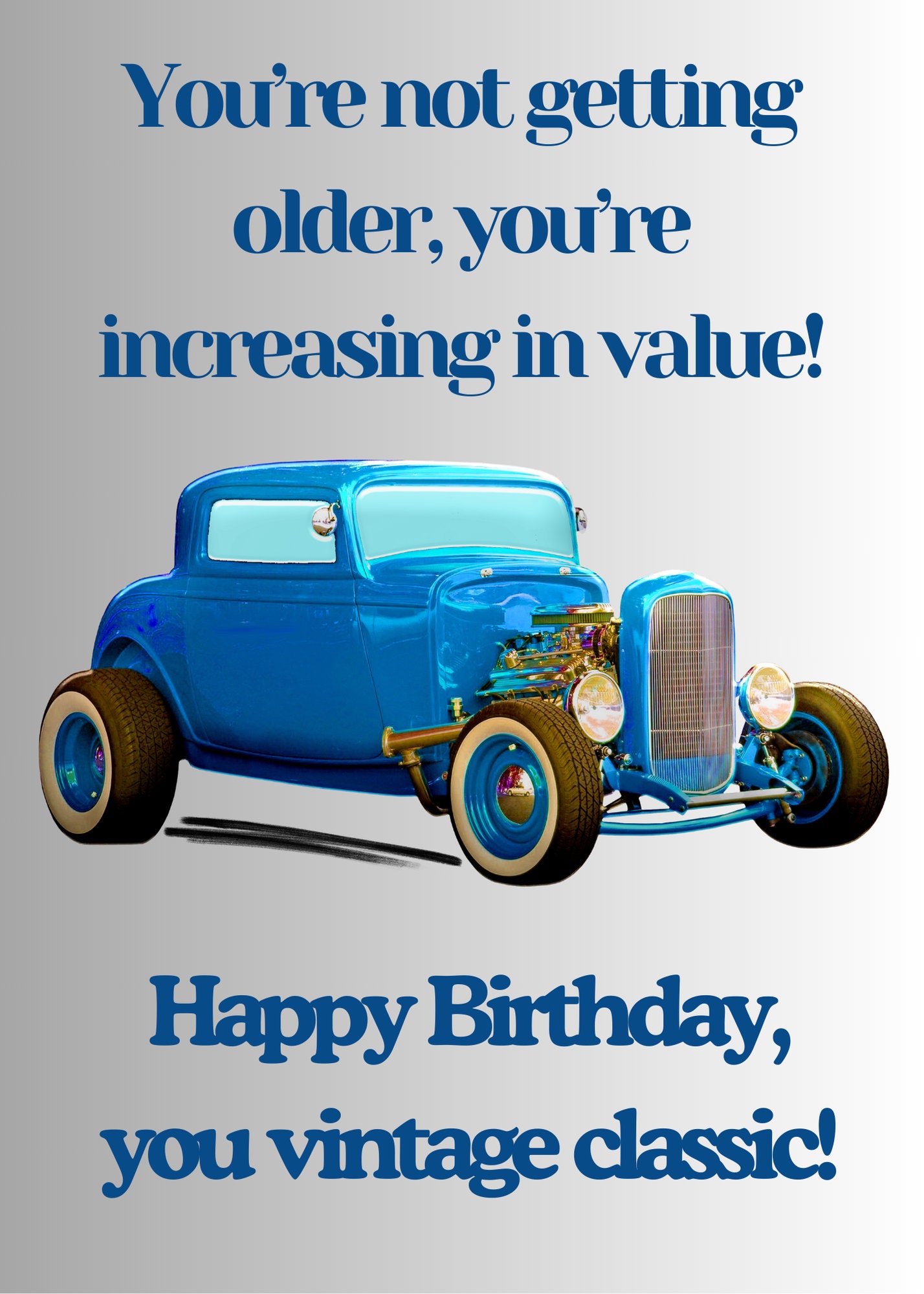 Vintage Classic Car Birthday Card, Funny Birthday Card, PNG, Digital ...