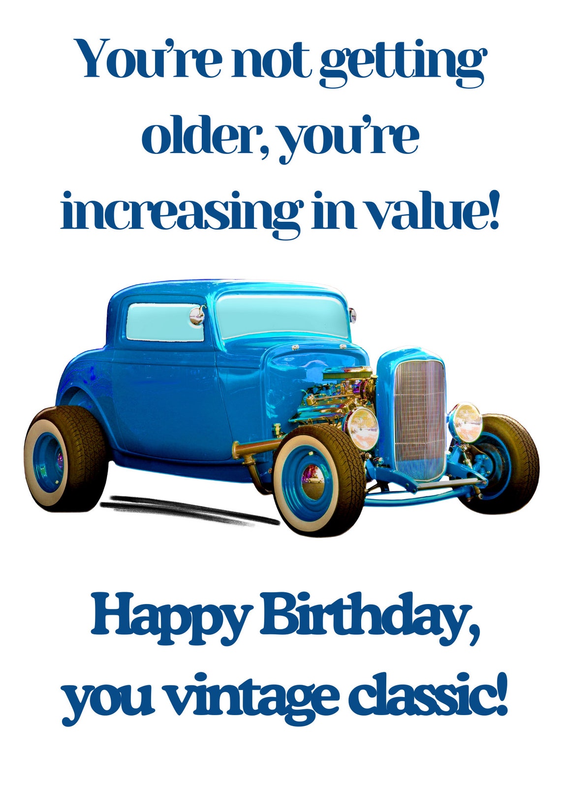 Vintage Classic Car Birthday Card, Funny Birthday Card, PNG, Digital ...