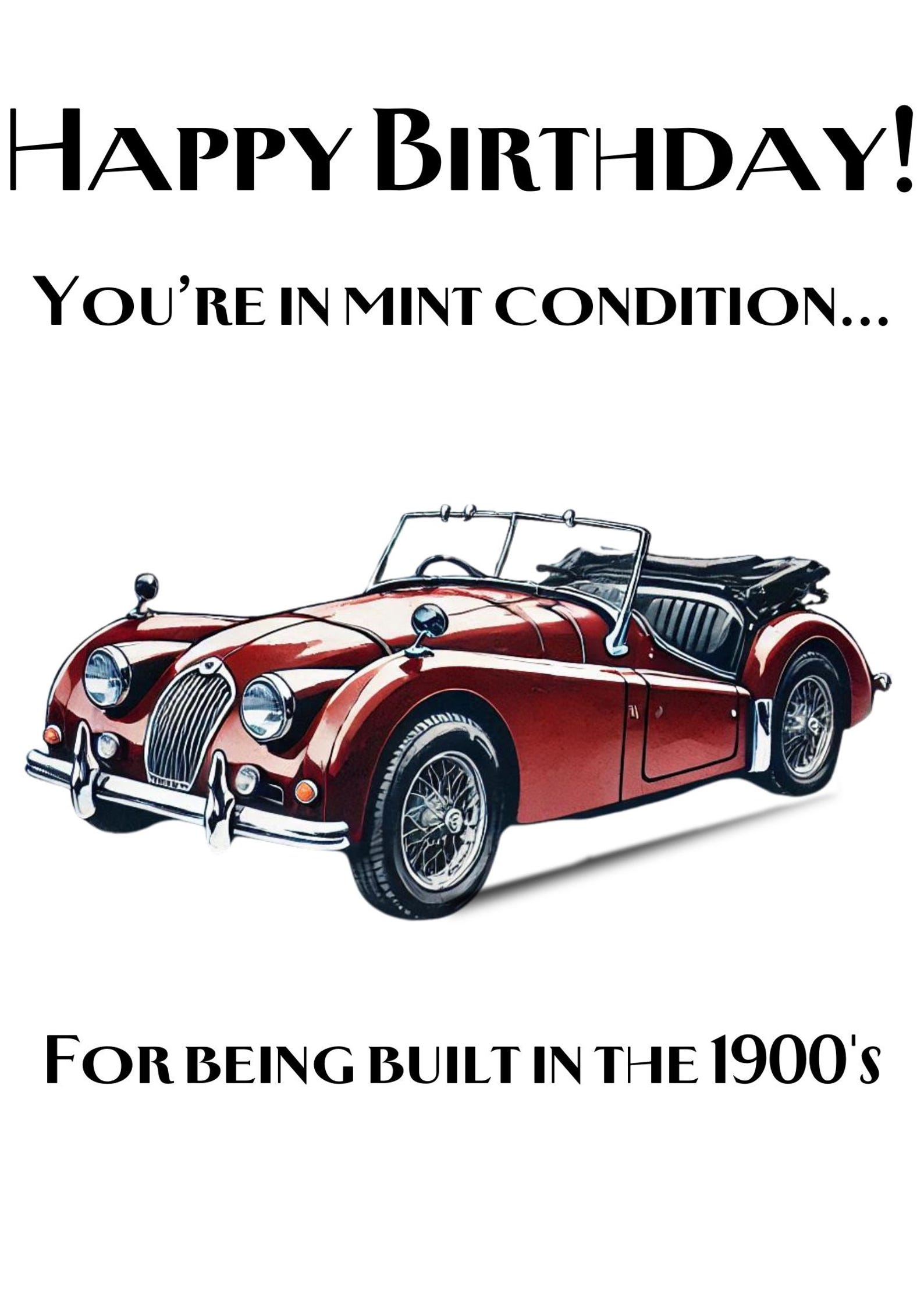 Happy Birthday Card for Car Lover, Digital Download, Funny Getting ...