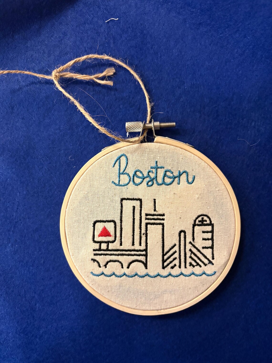 Boston Skyline Embroidery Hoop Art: 4-inch Wall Hanging Ornament - Etsy