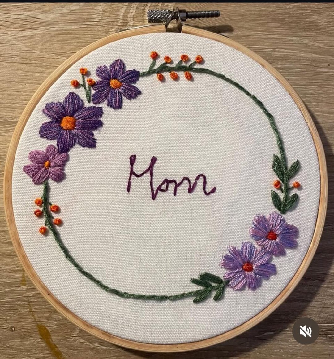 Custom Handwriting Mothers Day Embroidery. Moms and Flowers Embroidery ...