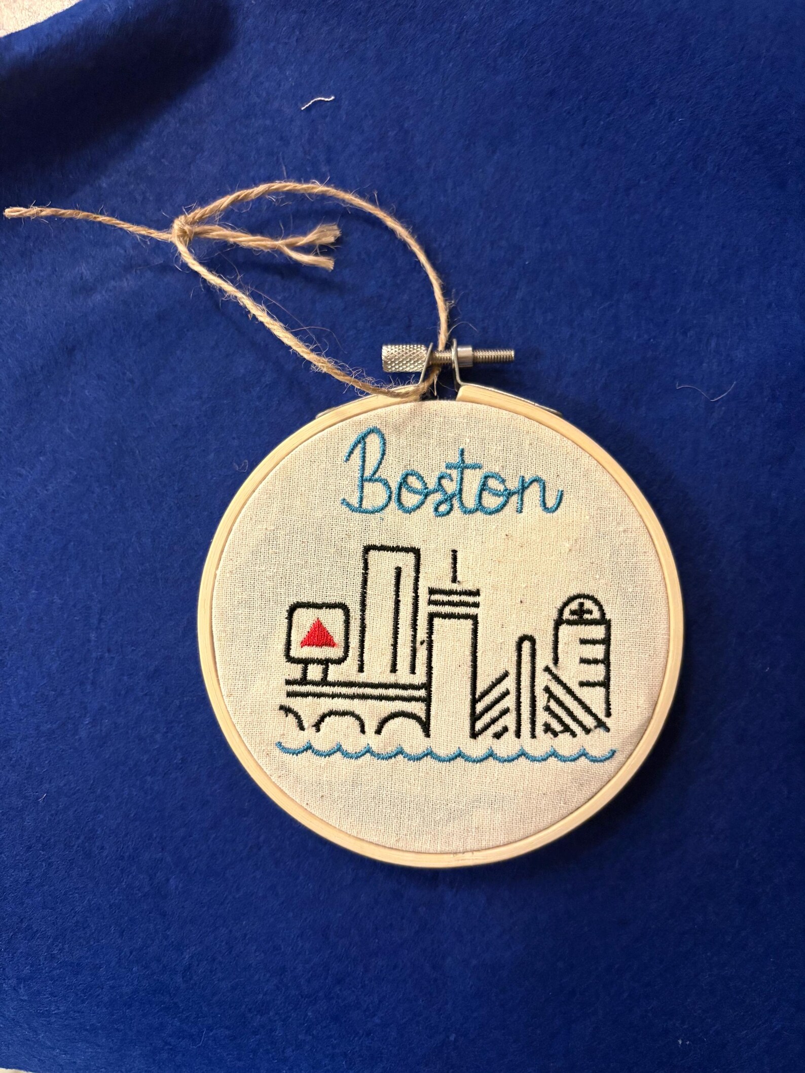 Boston Skyline Embroidery Hoop Art: 4-inch Wall Hanging Ornament - Etsy