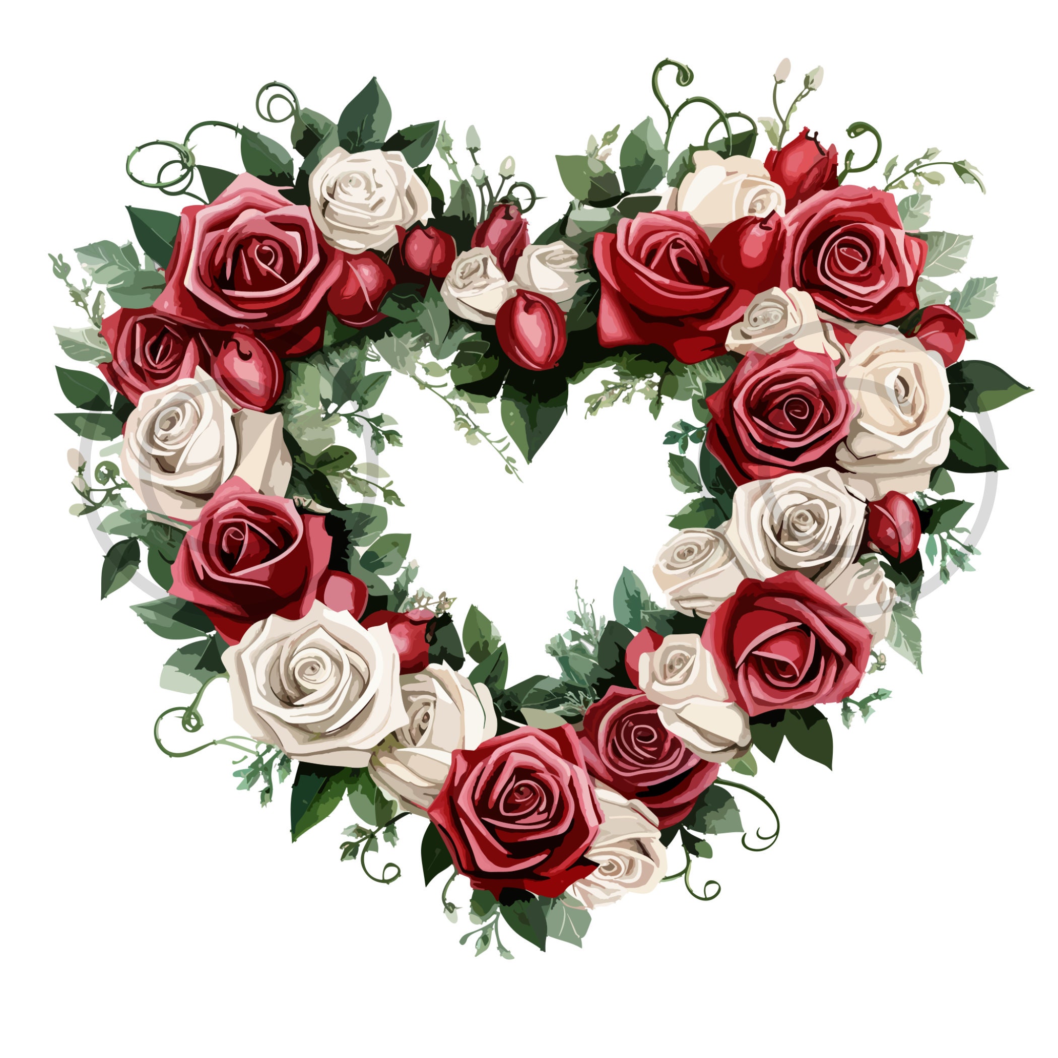 Valentine Heart, Roses, Floral Clipart, Roses, Love, Floral Art - Etsy