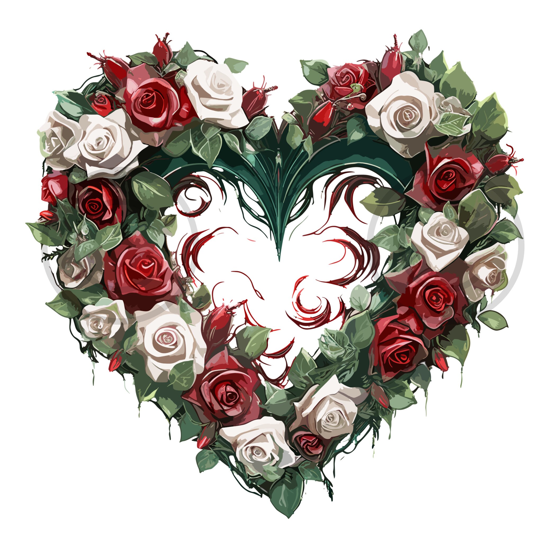 Valentine Heart, Roses, Floral Clipart, Roses, Love, Floral Art - Etsy