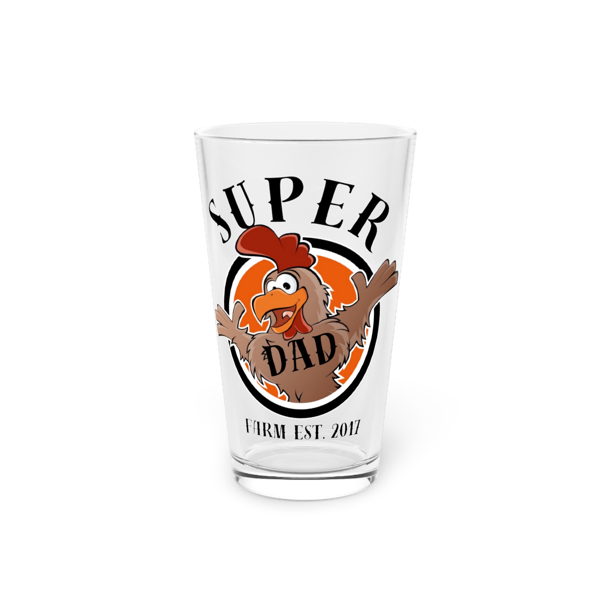 Chicken Daddy Glass, Cute Funny Pint Glass, Rooster Gift for Men, Funny ...
