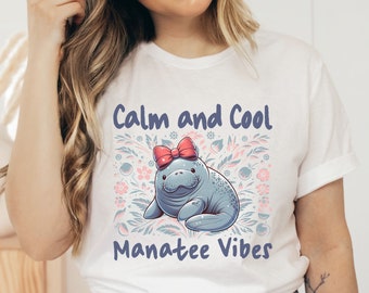 Manatee Vibes Shirt, Cute Wildflower Manatee Lover T-shirt, Gift for ...