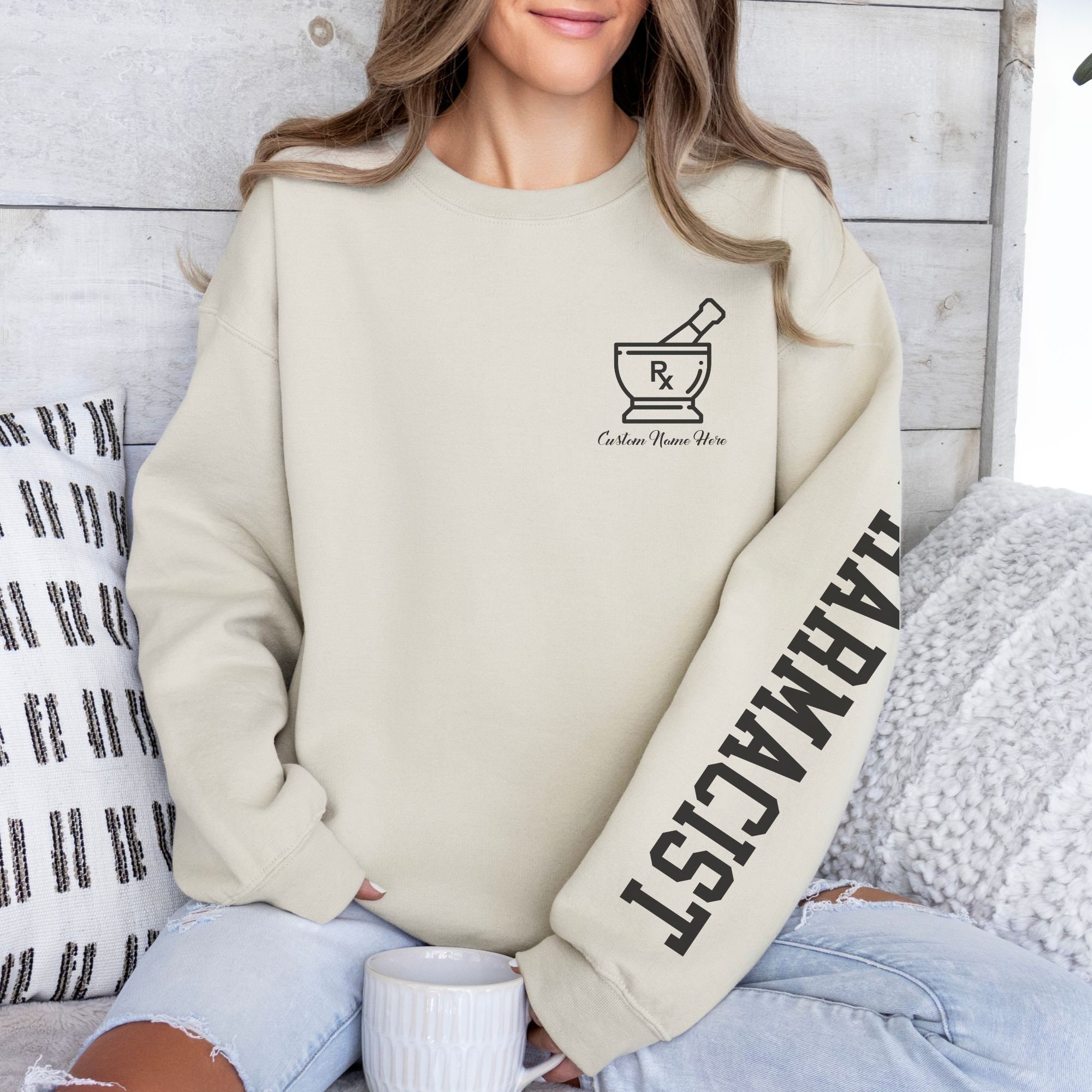 Personalized Pharmacist Sleeve Design Sweatshirt, Custom Pharmacy ...