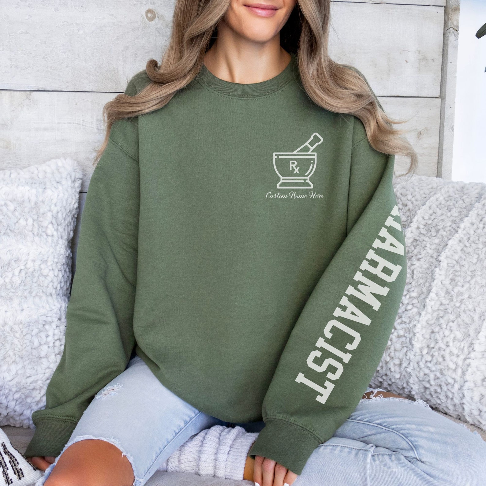 Personalized Pharmacist Sleeve Design Sweatshirt, Custom Pharmacy ...