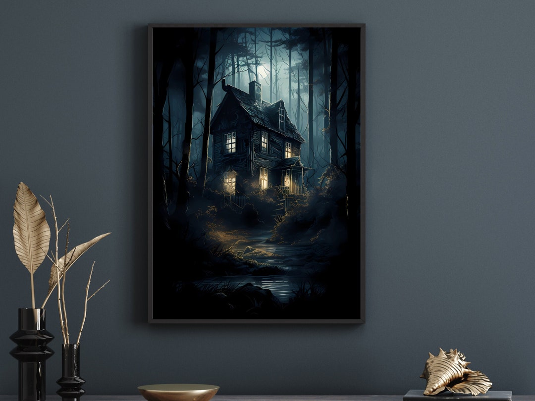 Horror House Poster Cabin in the Night Poster Print Poster - Etsy