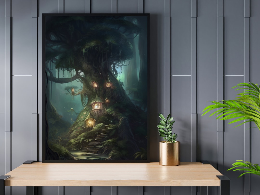 Mystical Forest Wall Art, Spiritual Forest Art Print, Fairy Forest ...