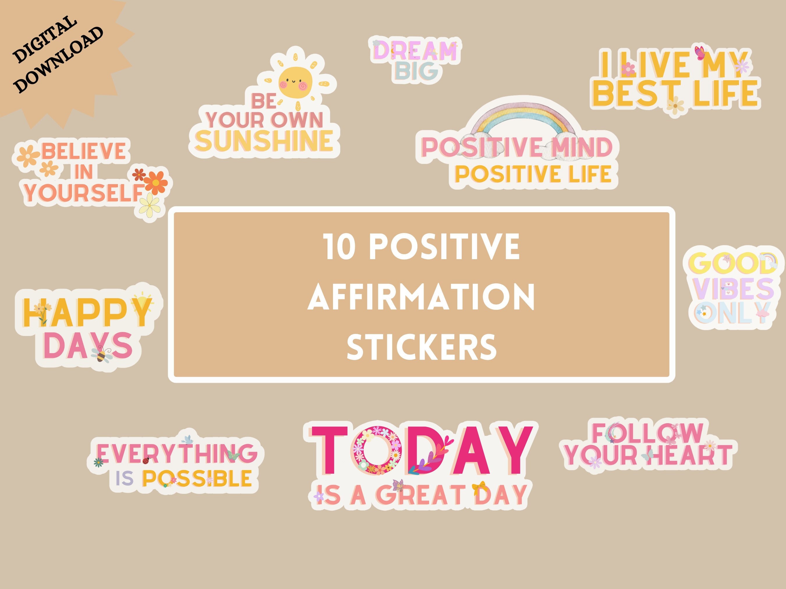 Positive Affirmation Stickers Digital Stickers Motivational - Etsy
