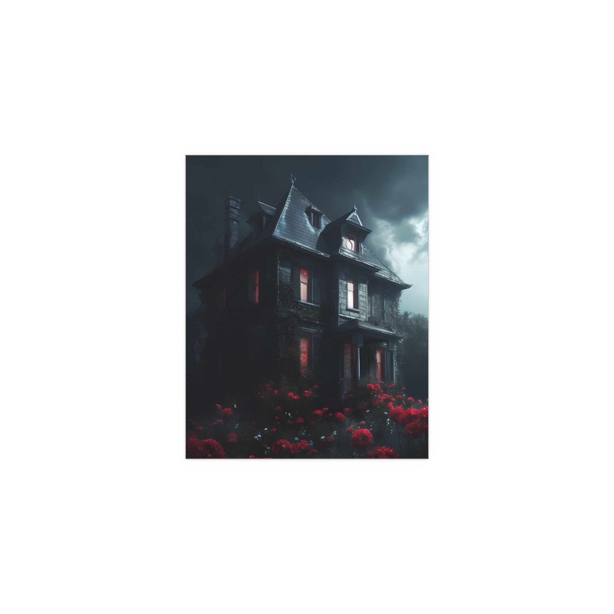 Gothic Wall Art, Haunted House Poster, Halloween Poster, Dark Wall Art ...