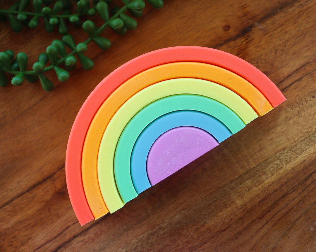 Silicone Rainbow Stacker Toy, Silicone Baby Toys, Silicone Rainbow ...