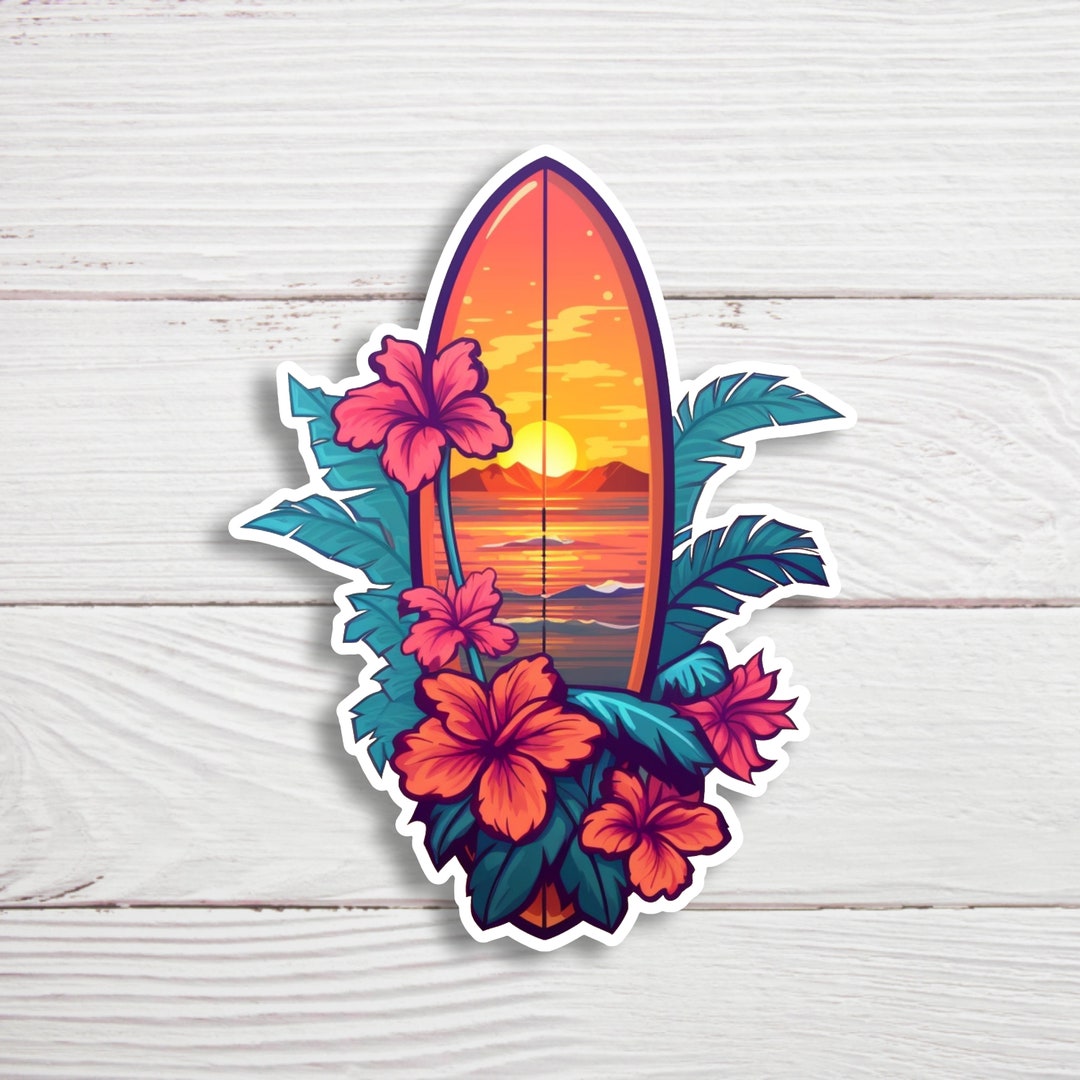Colorful Surfboard Sticker - Waterproof Vinyl - Etsy