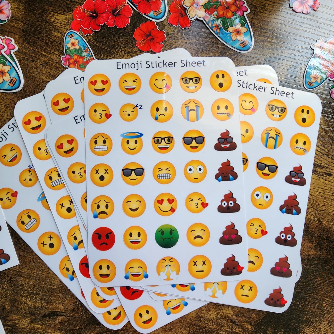 Emoji Sticker Sheet 35 Cute Emoji Stickers Matte Glossy - Etsy