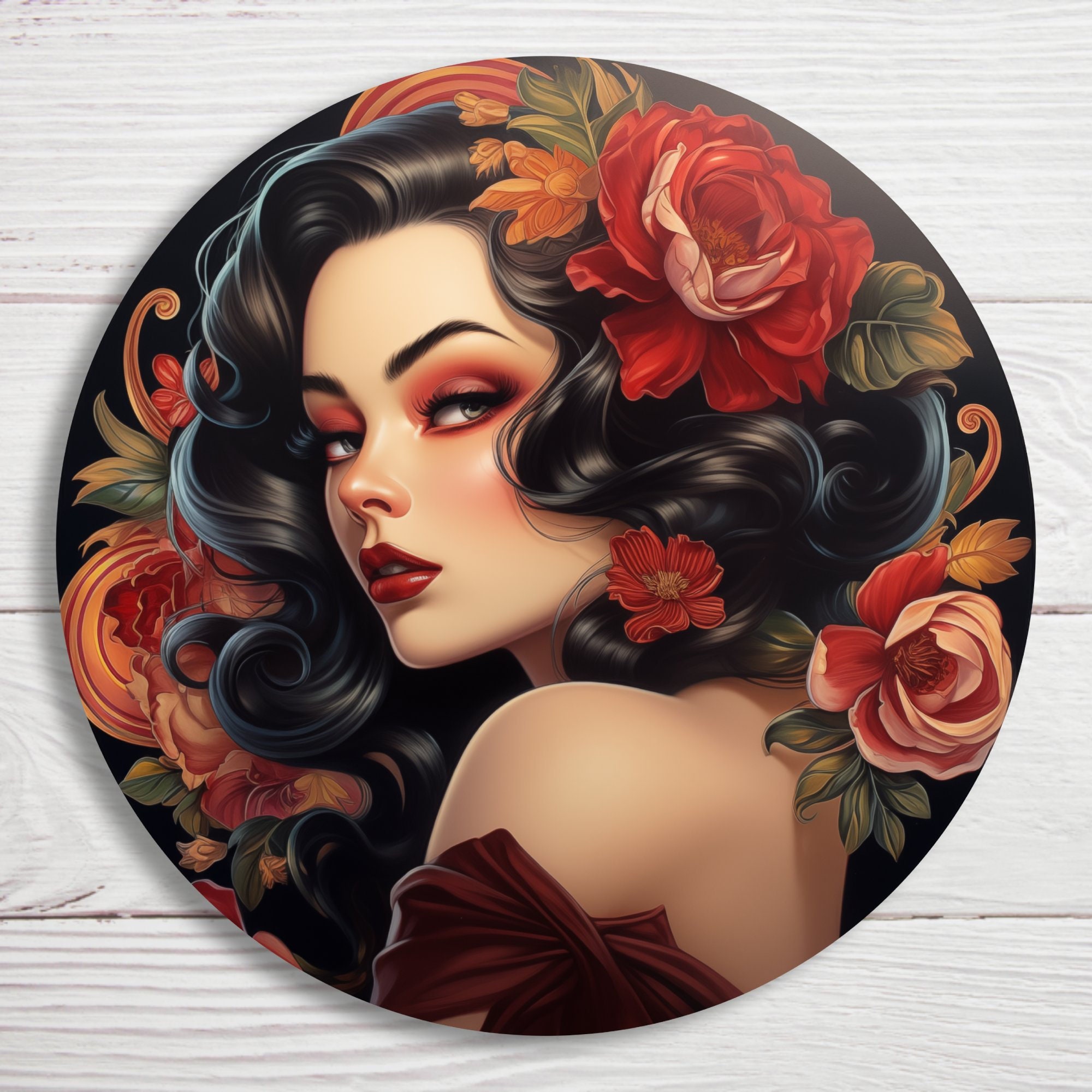 Classic Beauty Vinyl Waterproof Sticker Beautiful Lady Face Decal Water ...
