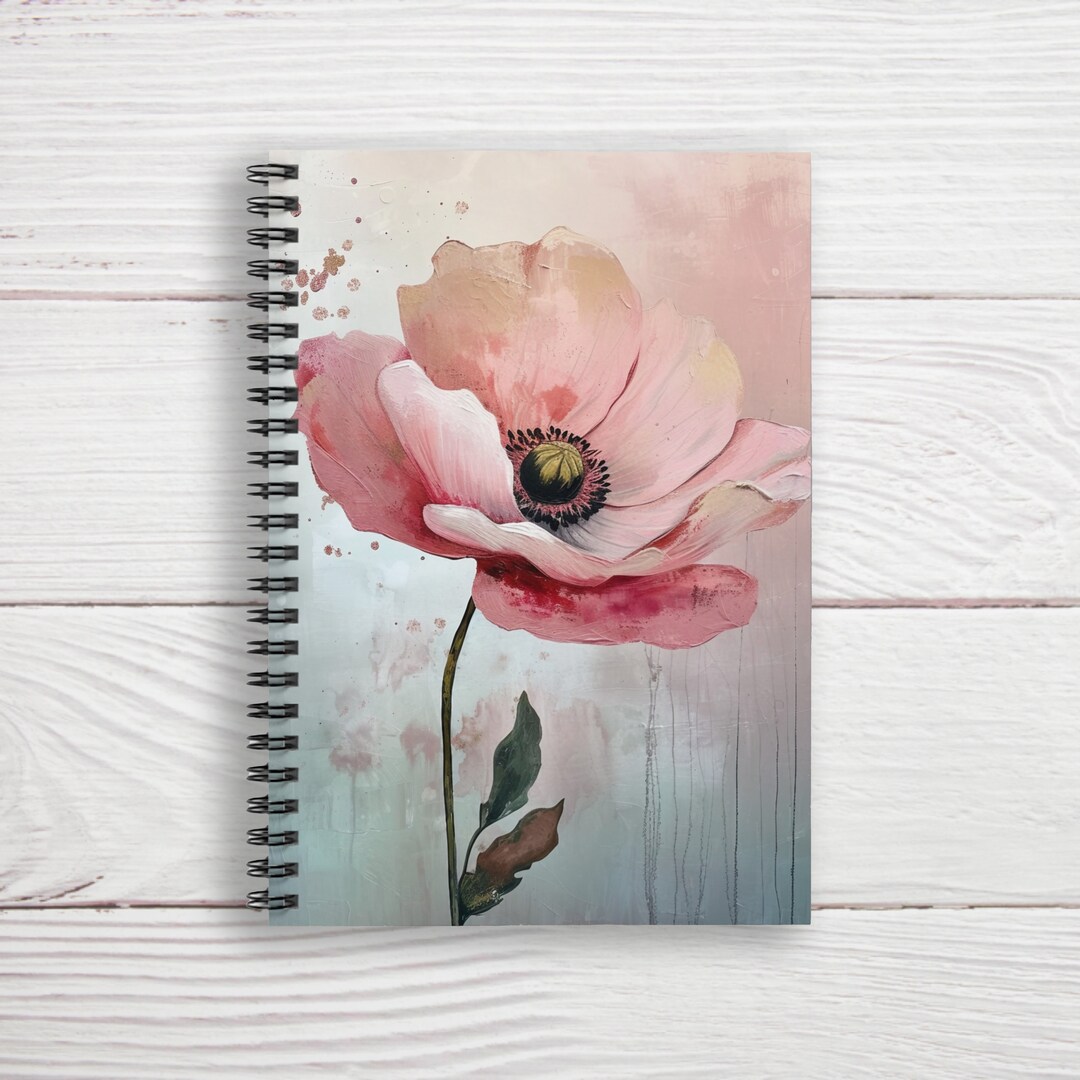 Blushing Blossom Spiral Notebook: Painted Blush Flowers Series ...