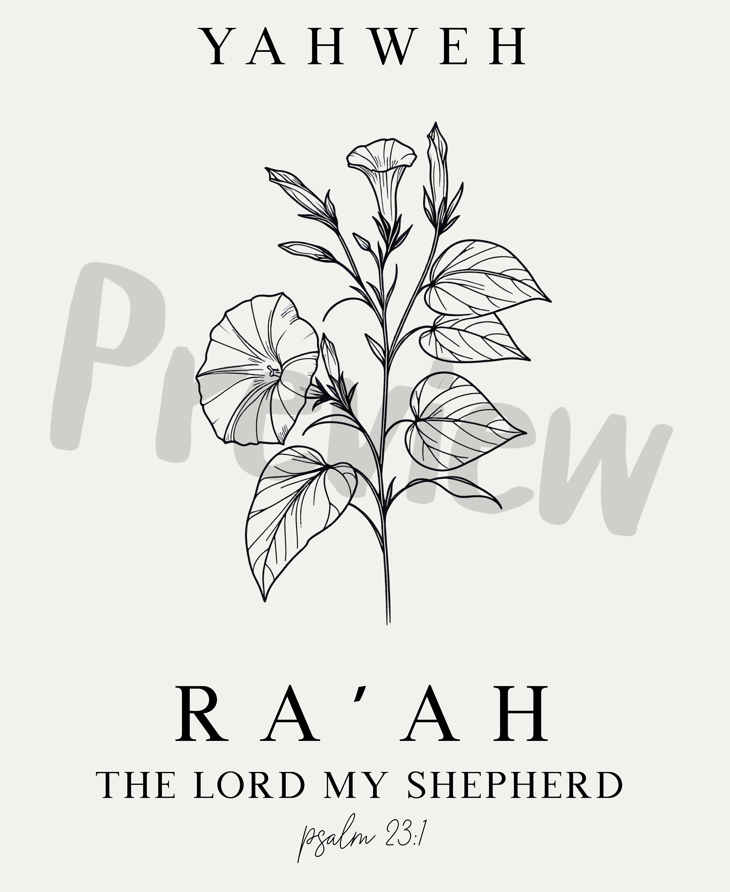 Yahweh Ra'ah Names of God Series Vertical Posters Wall Art Christian ...