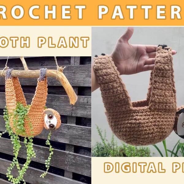 Sloth Planter Crochet - Etsy