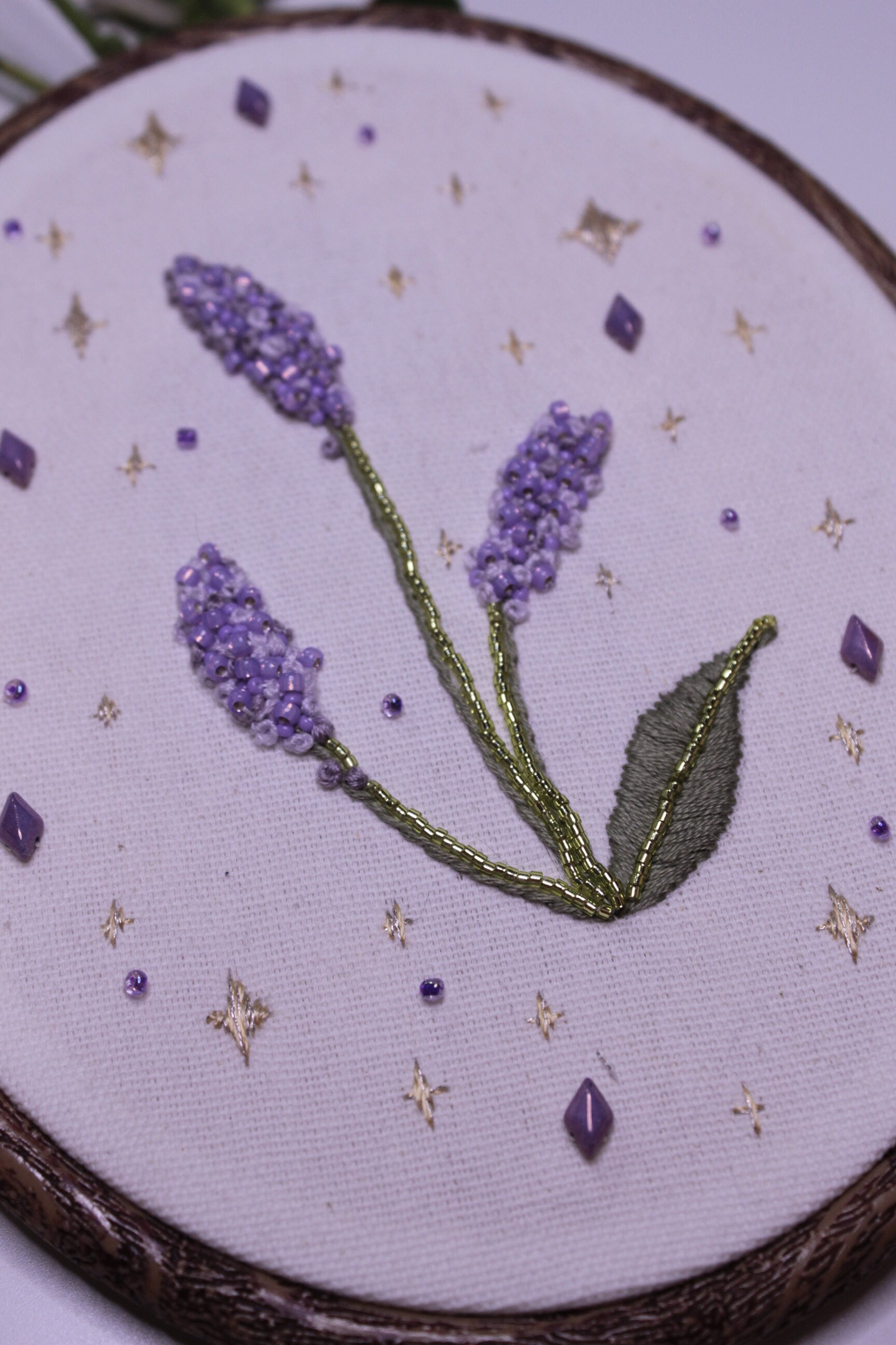 Beaded Lavender Embroidery in Embroidery Hoop - Etsy