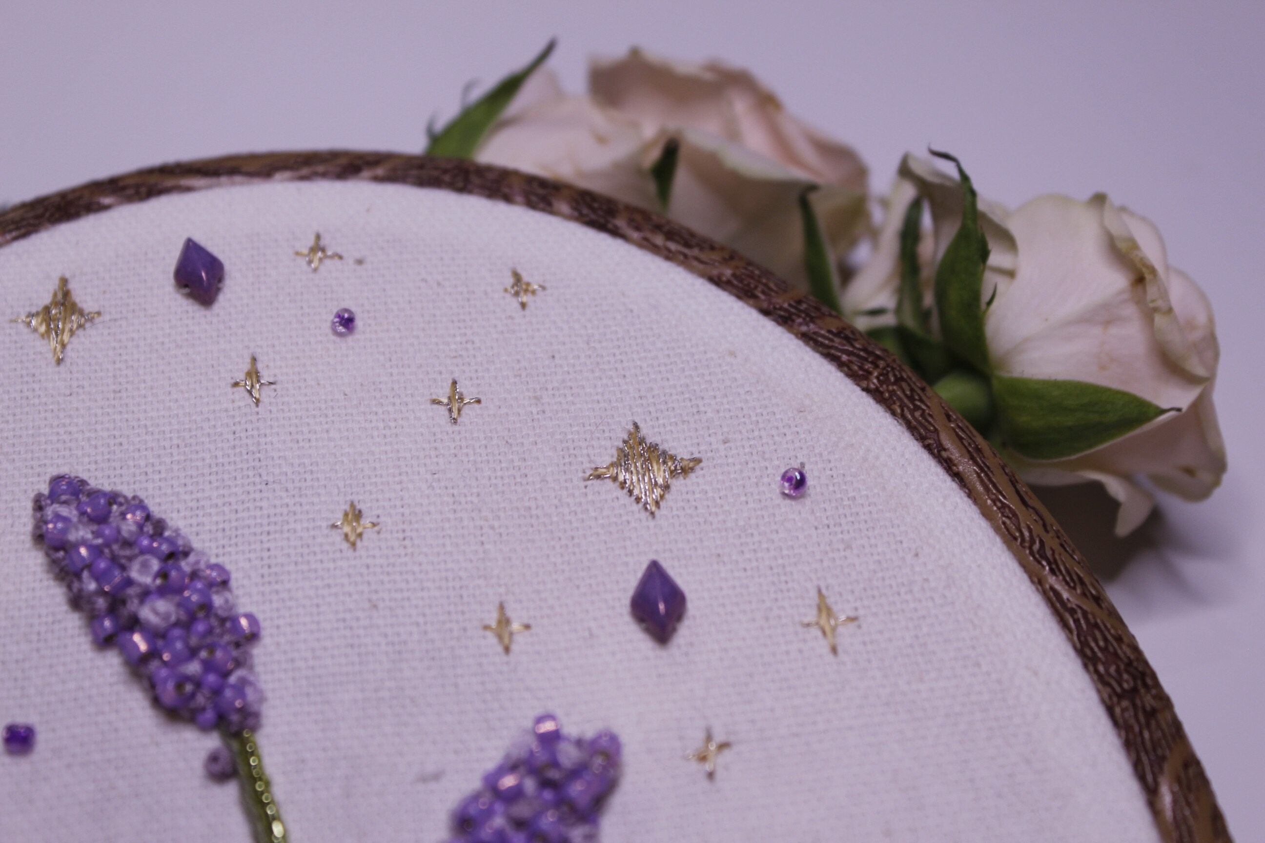 Beaded Lavender Embroidery in Embroidery Hoop - Etsy