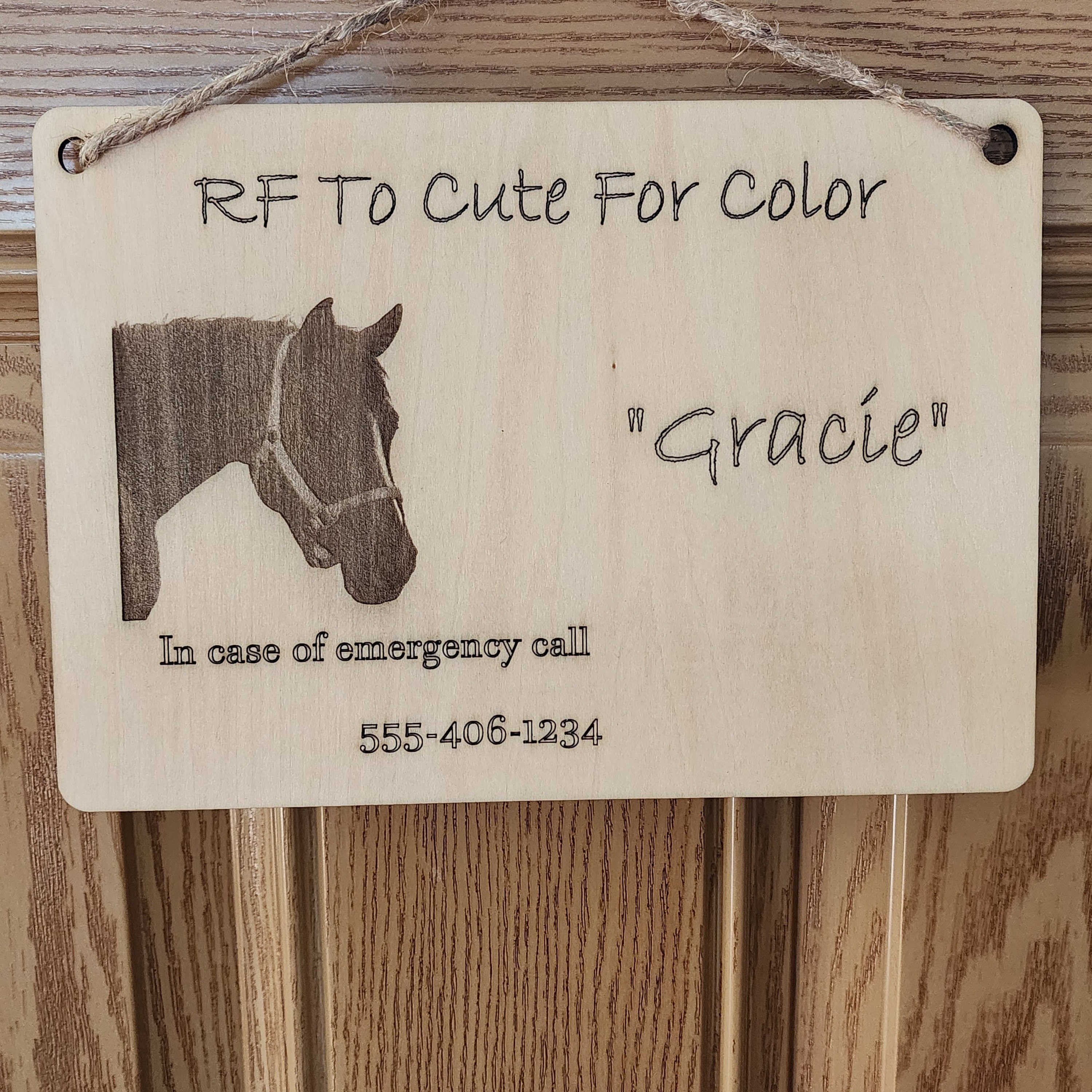 Personalized Horse Stall Sign Horse Name Emergency Contact Horse Show ...