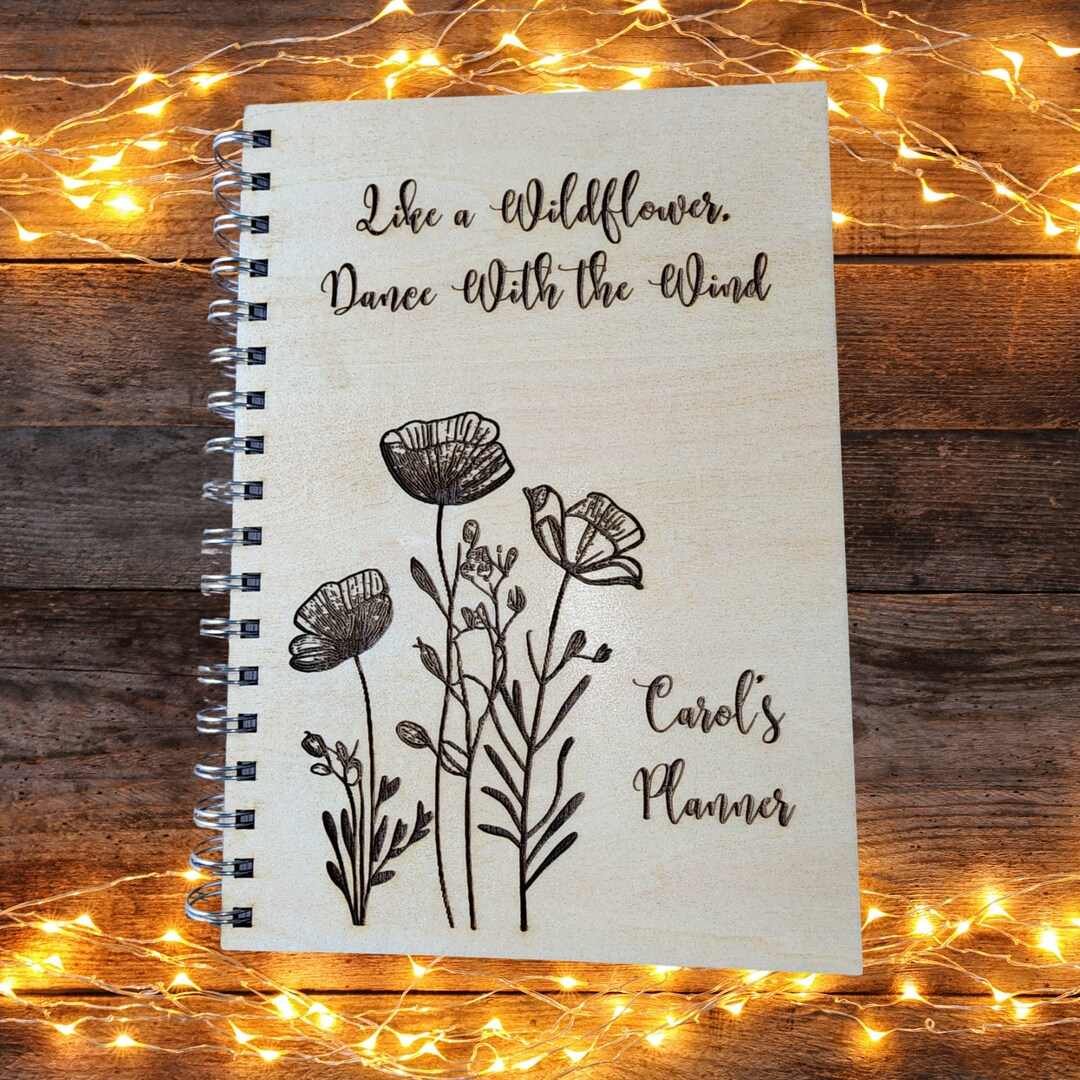 Personalized Planner 2024 Engraved Wood Cover Custom Planner Goal Daily ...