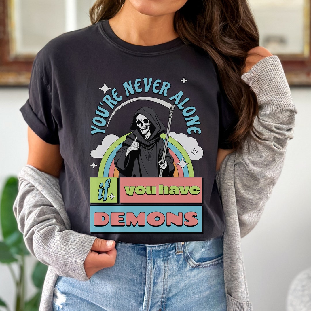 Demons Mental Health Tee, Dark Humor Graphic Tshirt, Mental Breakdown ...