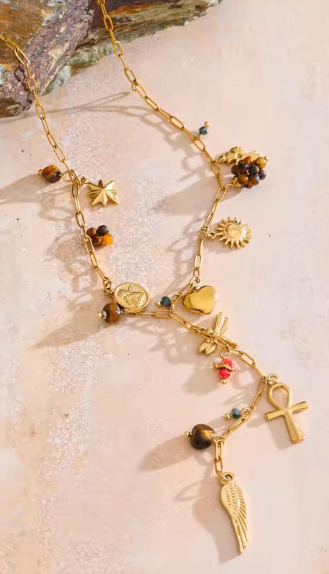 2025 Fashion Stainless Steel Natural Stone Charms Pendant - Etsy