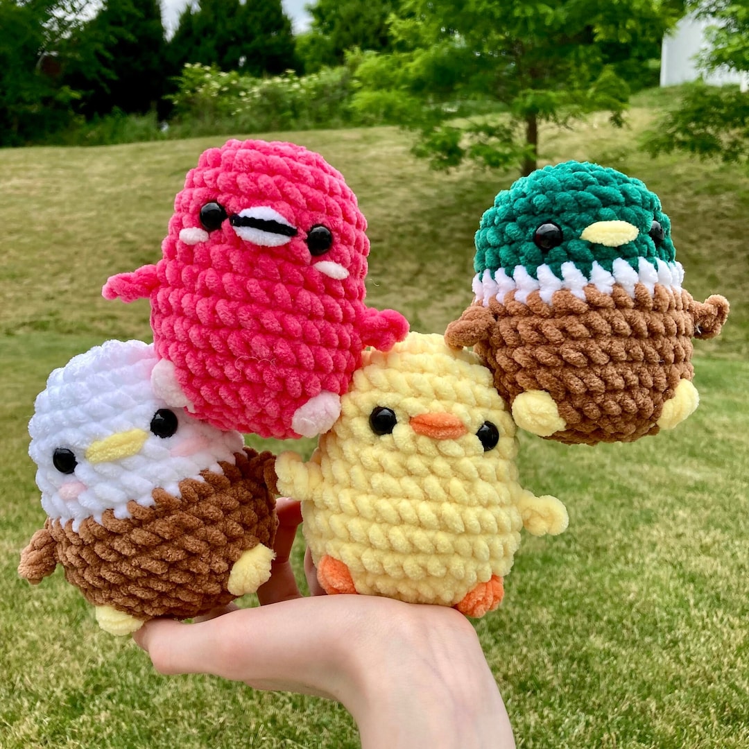4 in 1 NO-SEW Bird Crochet PATTERN Bundle Mallard Eagle Chick Flamingo ...