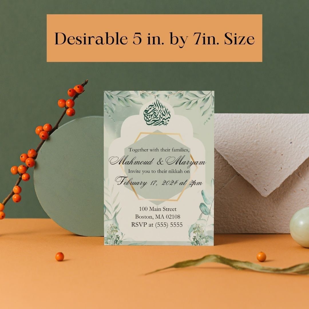 Muslim Wedding Invitation, Nikkah Invitation, Nikkah Invite, Mehdi ...
