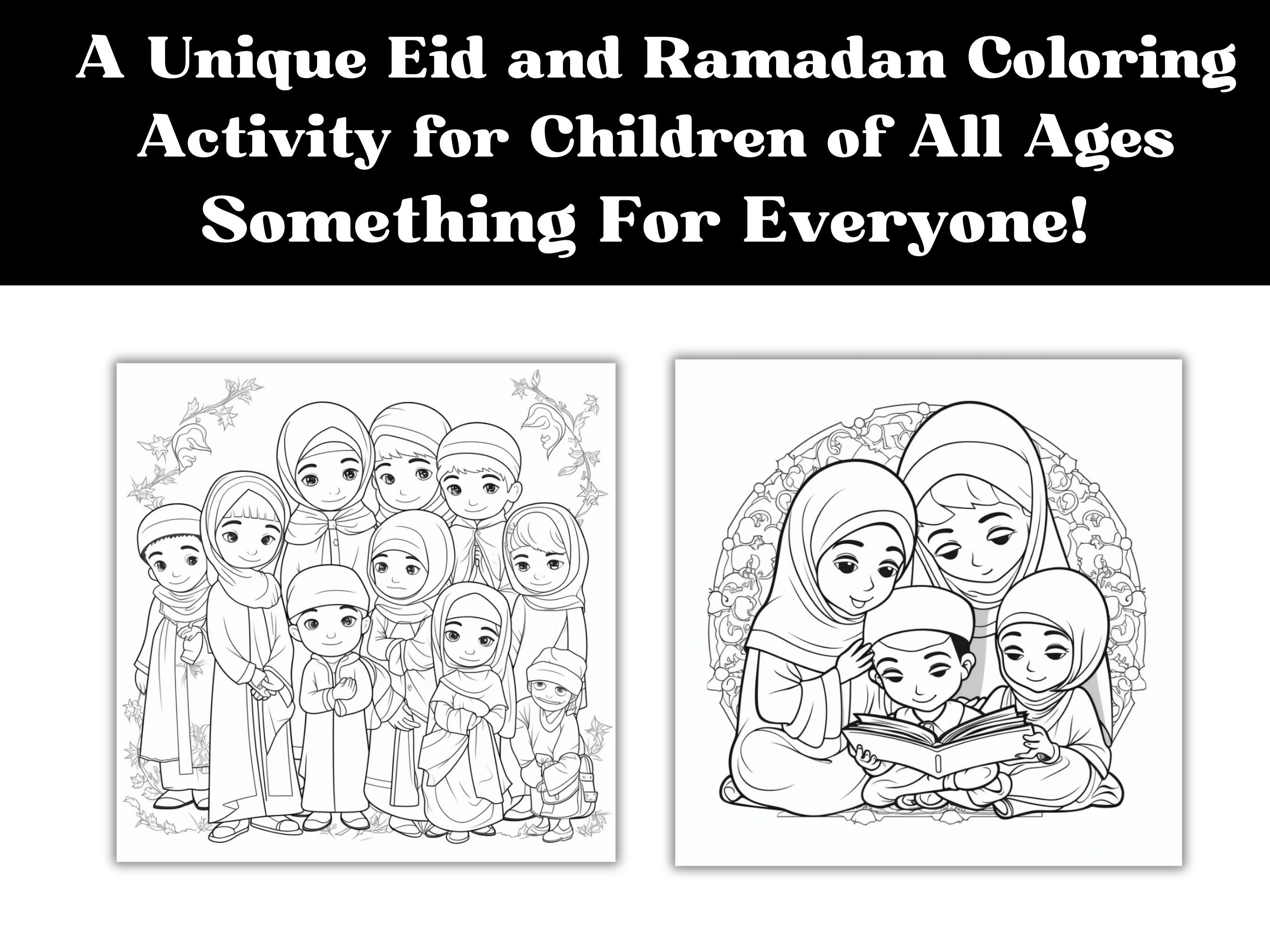 Eid Mubarak Coloring Pages: Muslim Kids Activities (digital Download ...