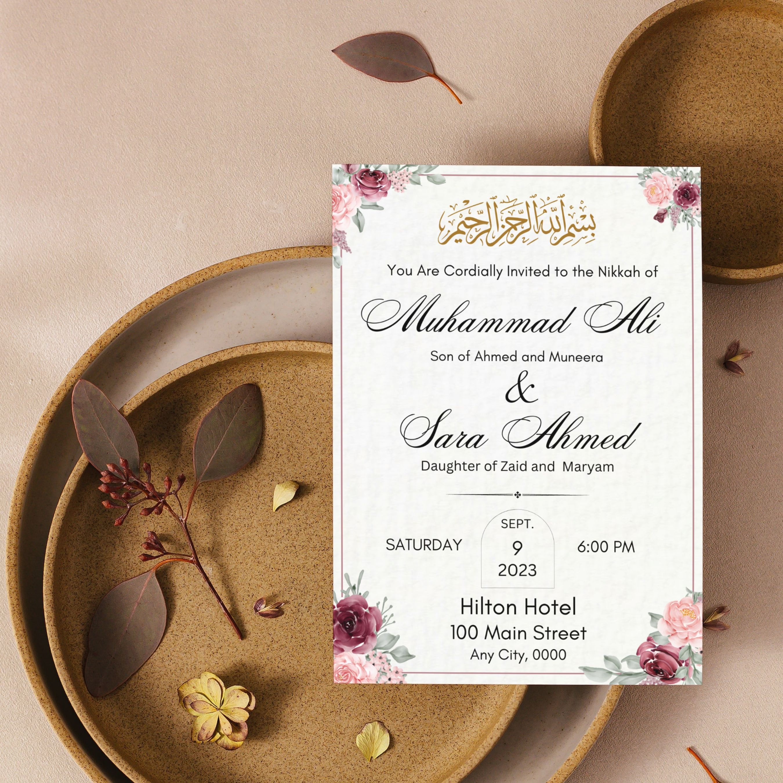 Radiant Roses Nikkah Invitation: Editable Muslim Wedding (digital) - Etsy