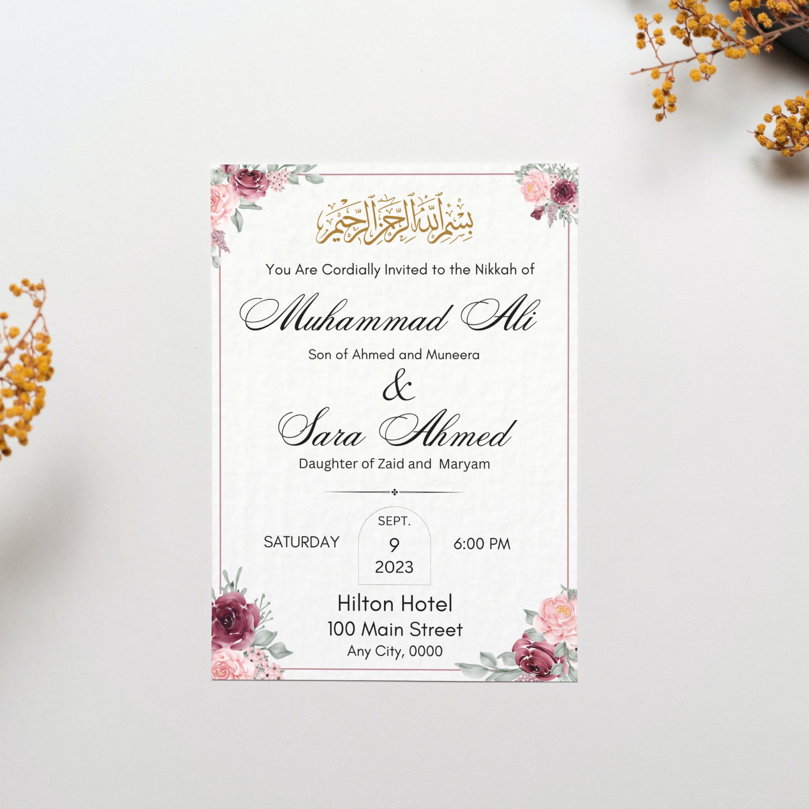 Muslim Invitation, Nikkah Wedding Invitation, Muslim Wedding Invitation ...