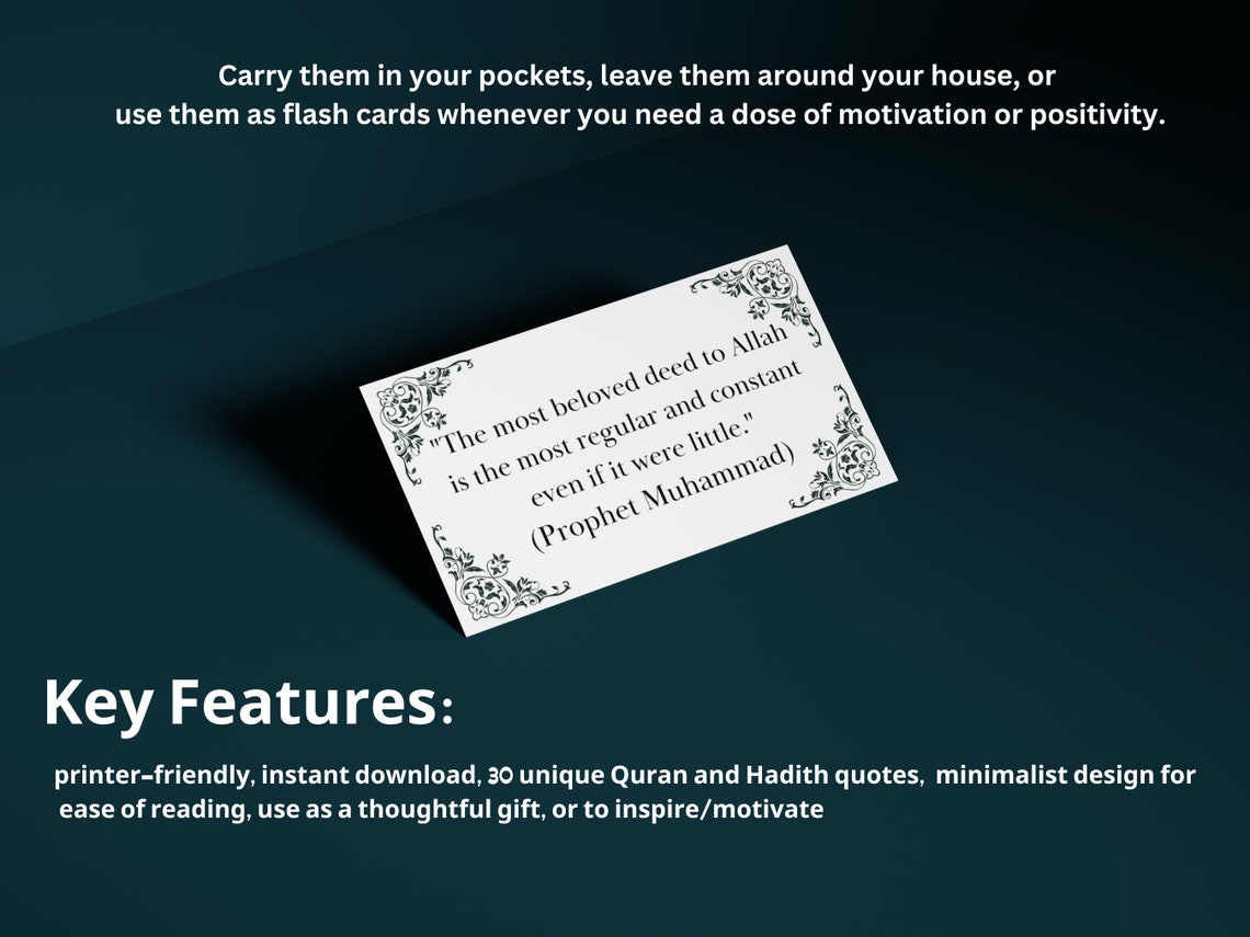 Quran Quotes, Islamic Inspirational Cards, Muslim Gift, Ramadan Gift ...