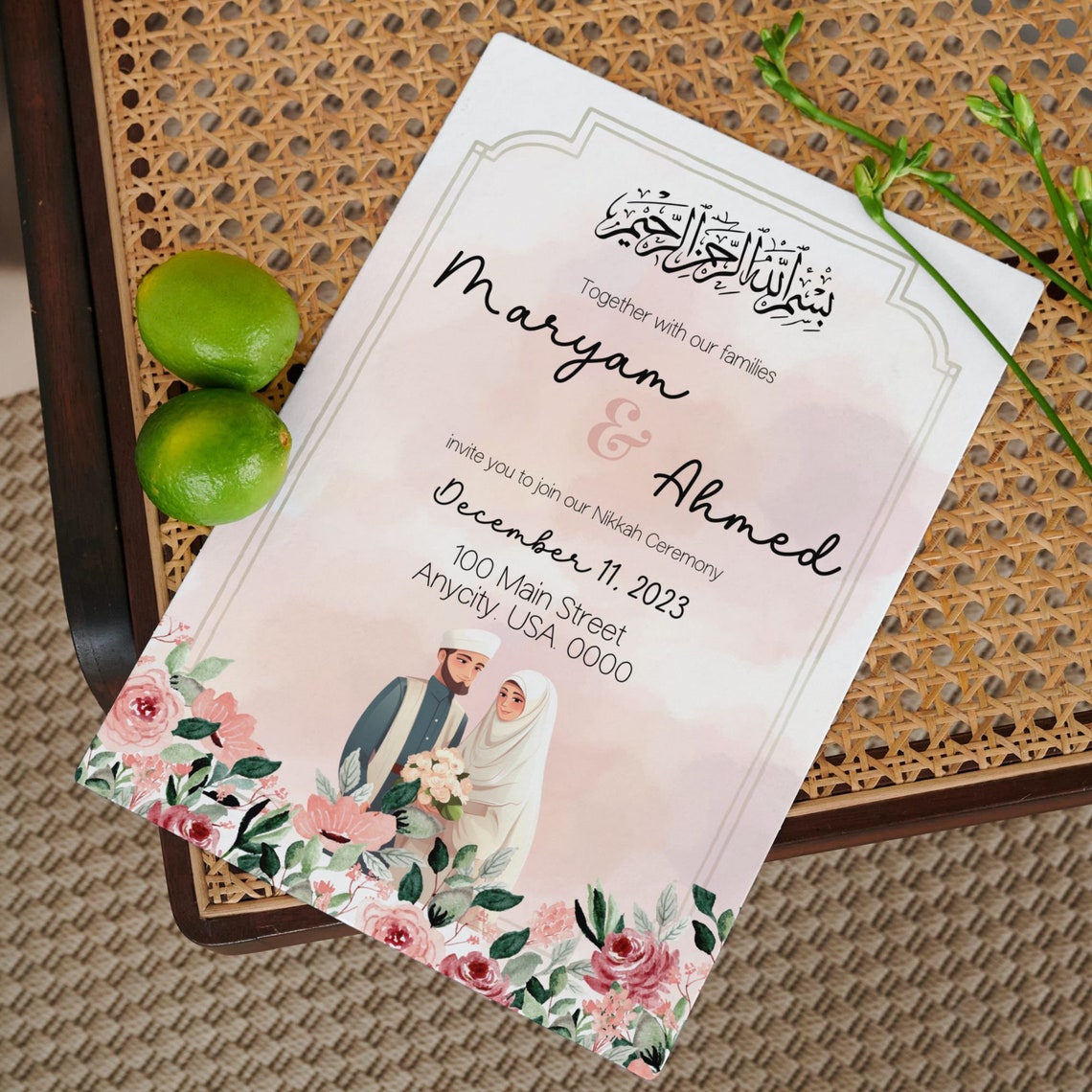 Muslim Wedding Invitation, Nikkah Invitation, Muslim Invitation ...