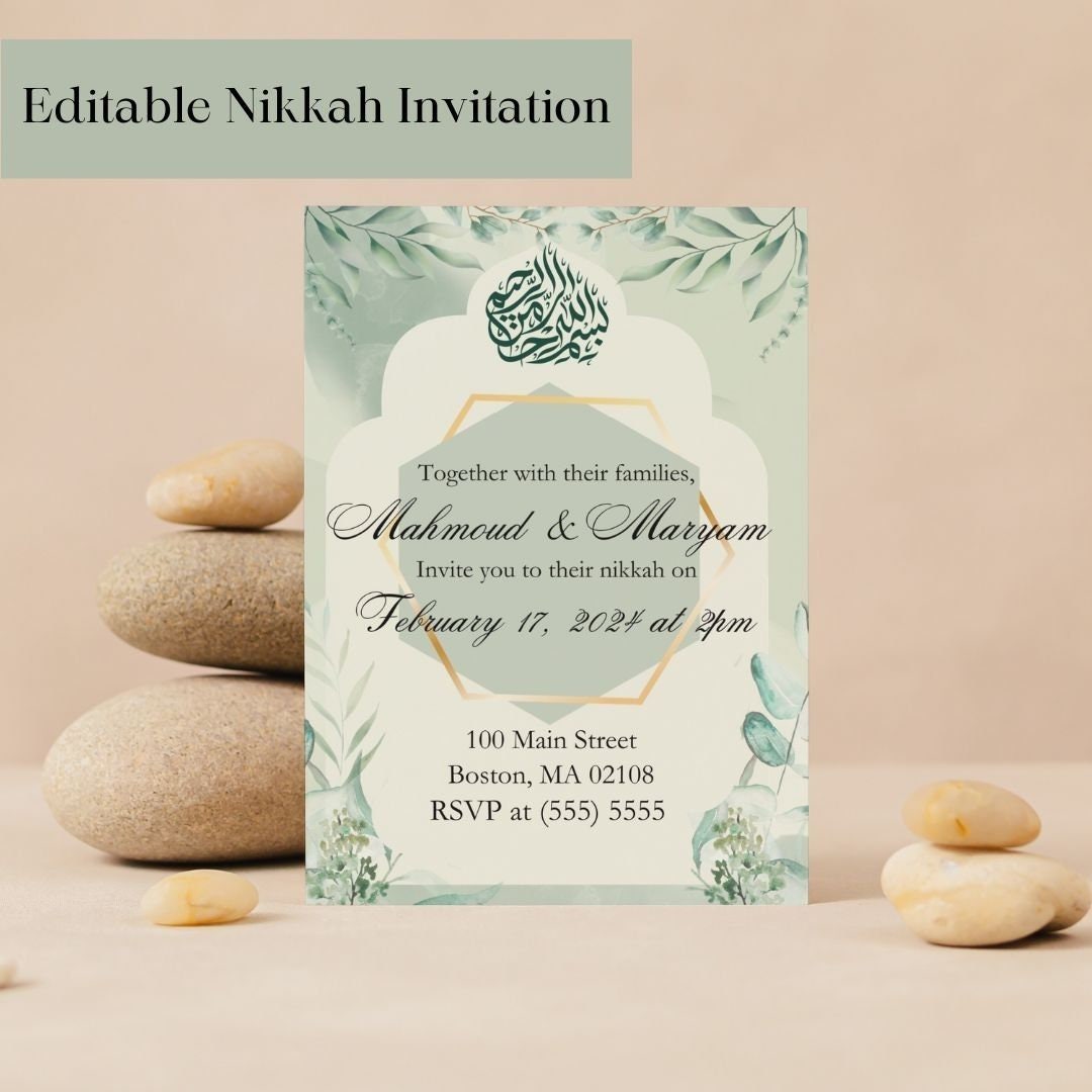Muslim Wedding Invitation, Nikkah Invitation, Nikkah Invite, Mehdi ...