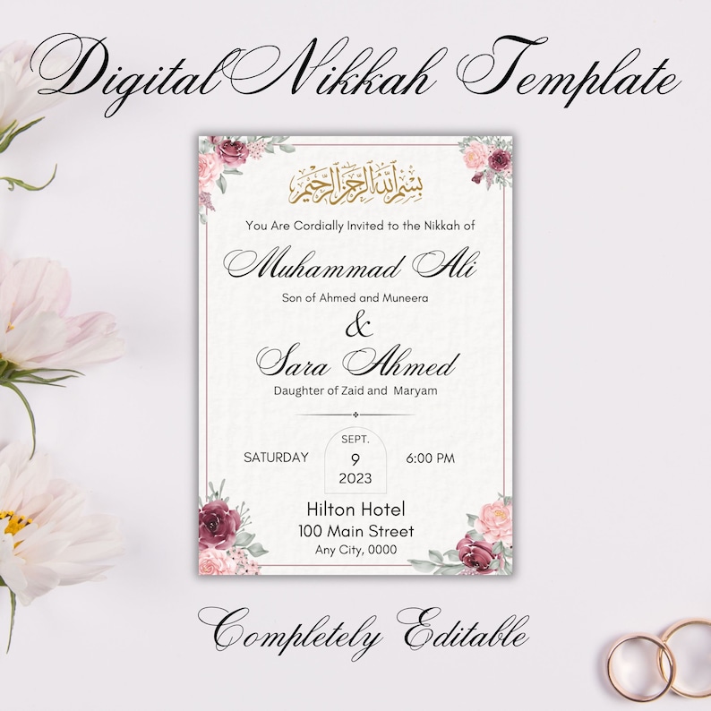 Muslim Invitation, Nikkah Wedding Invitation, Muslim Wedding Invitation ...
