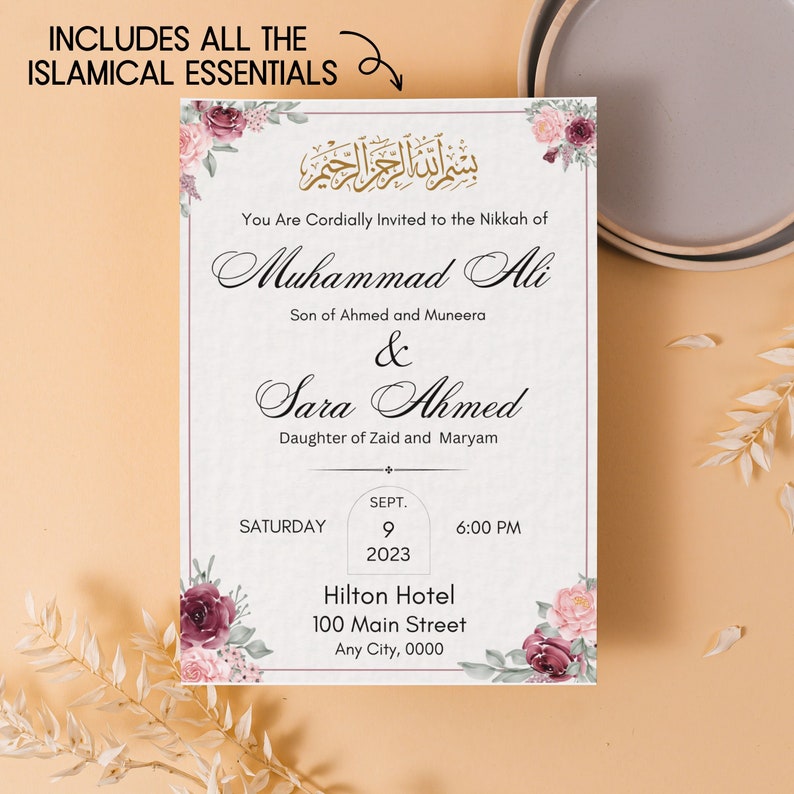 Muslim Invitation, Nikkah Wedding Invitation, Muslim Wedding Invitation ...